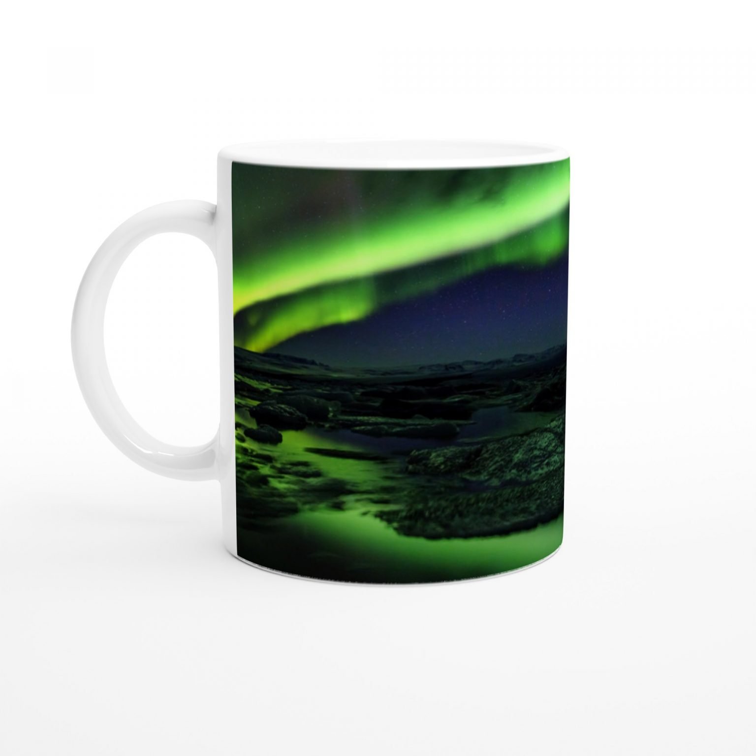 Aurora Panorama White 11oz Mug - Iceland Photo Gallery
